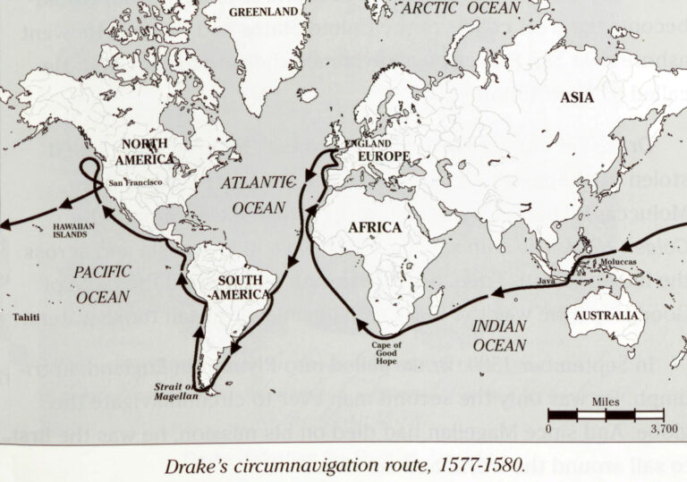 Drake's Circumnavigation Route, 1577-1580 - Ages of Exploration